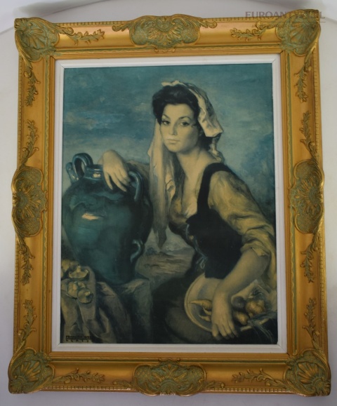 Francisco Ribera obraz w złotych antycznych drewnianych ramach ...
